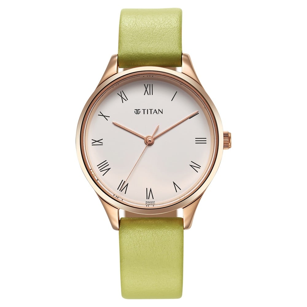 Buy Online Titan Workwear Green Leather Strap watch for Women ...