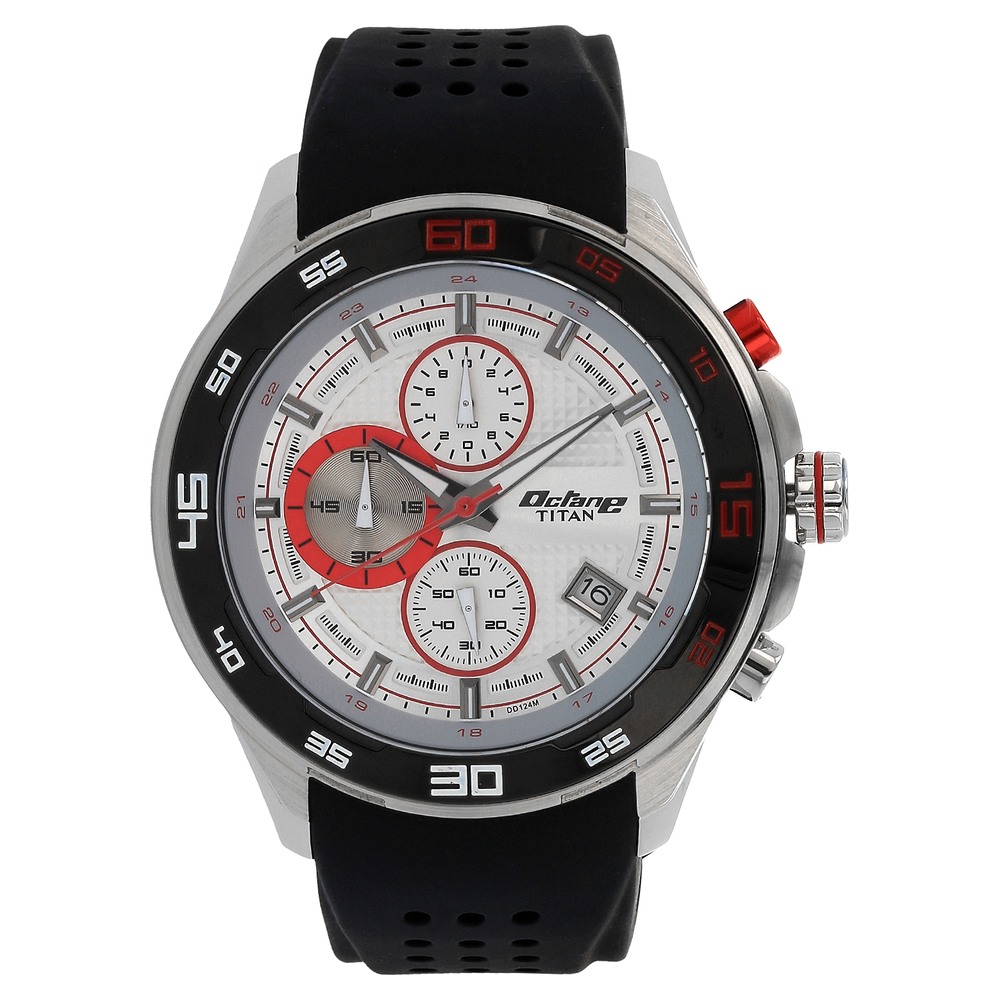 Buy Online Titan Octane Silver Dial Chronograph Silicone Strap watch ...