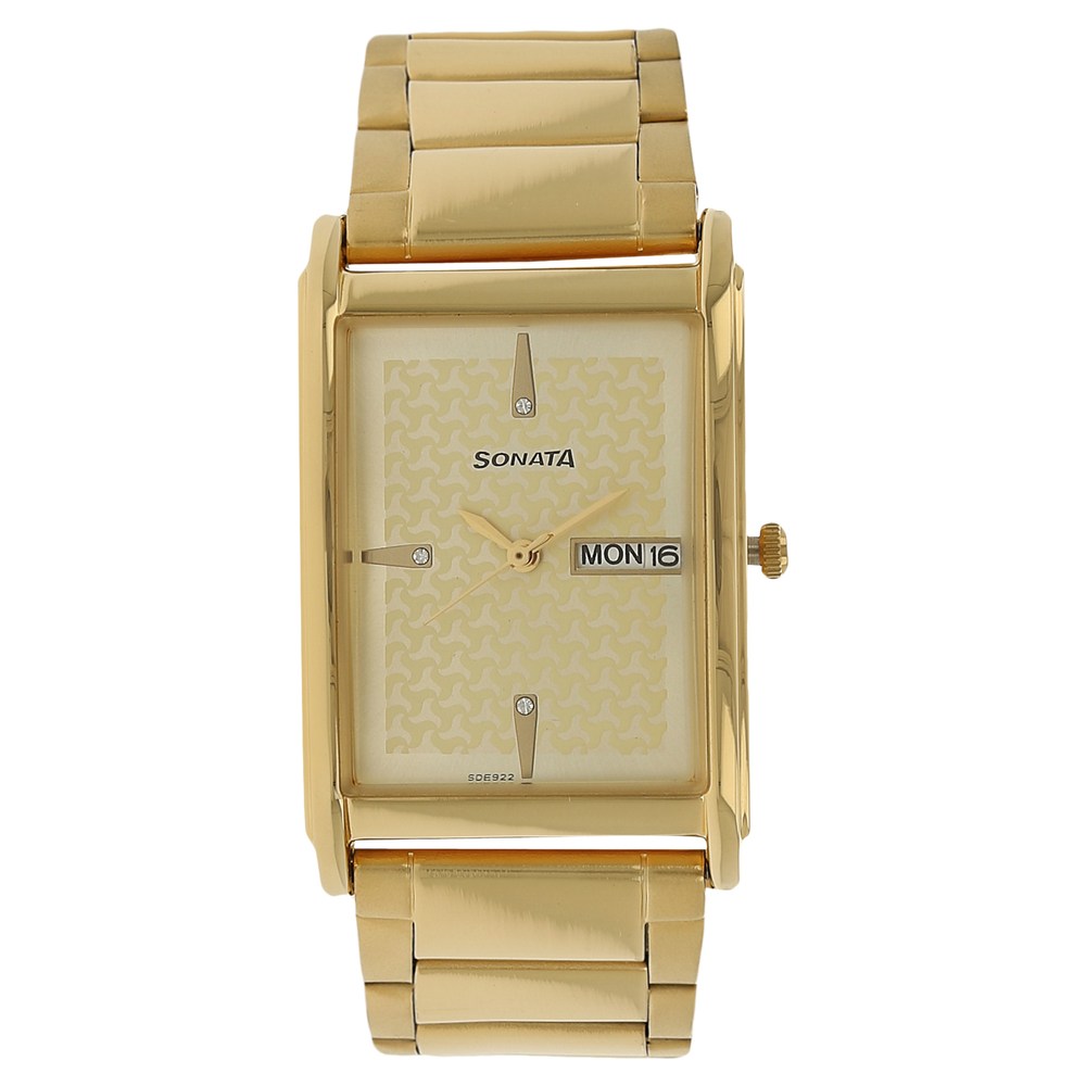Buy Online Sonata Quartz Analog with Day and Date Champagne Dial ...