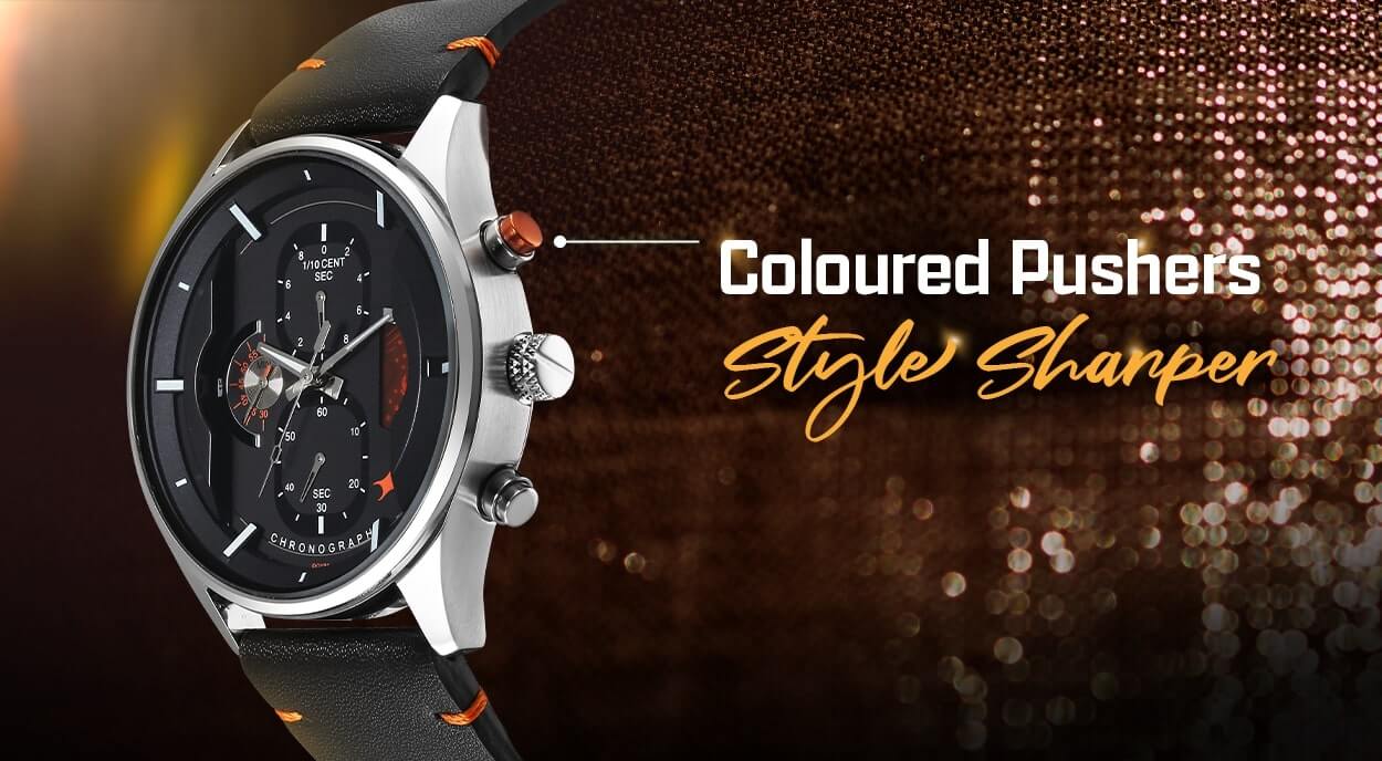 Buy Online Fastrack Opulence Sun Moon Chronograph Black Dial Brown ...