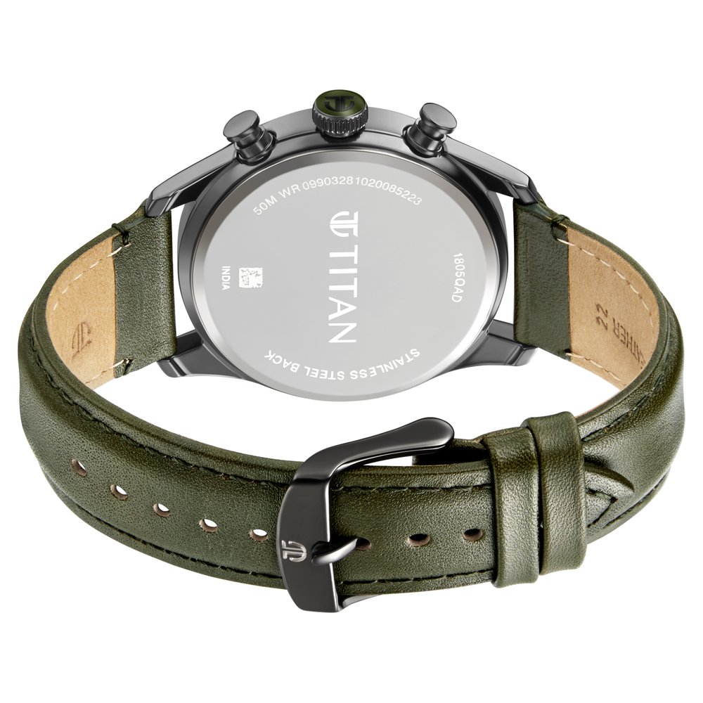 Buy Online Titan Elmnt Green Dial Analog Leather Strap watch for Men ...