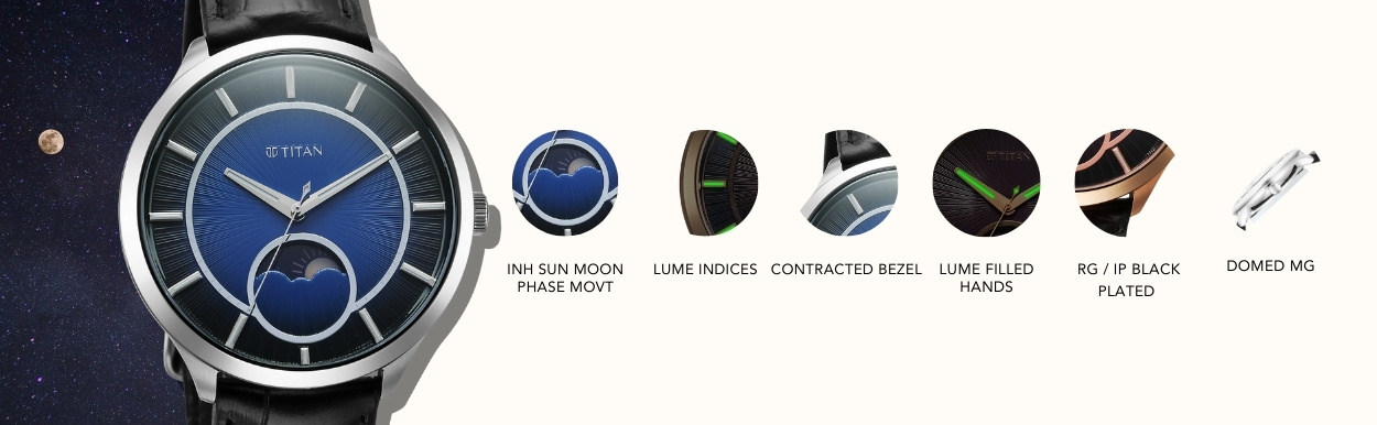 Buy Online Titan Caelum Sun Moon Sub-Dial in Cobalt Blue - Stellar ...