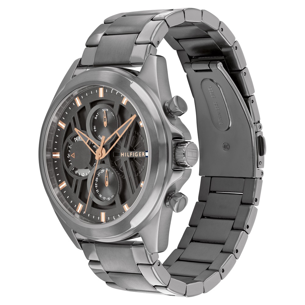 Buy Online Tommy Hilfiger Multifunction Grey Dial Grey Color Stainless ...