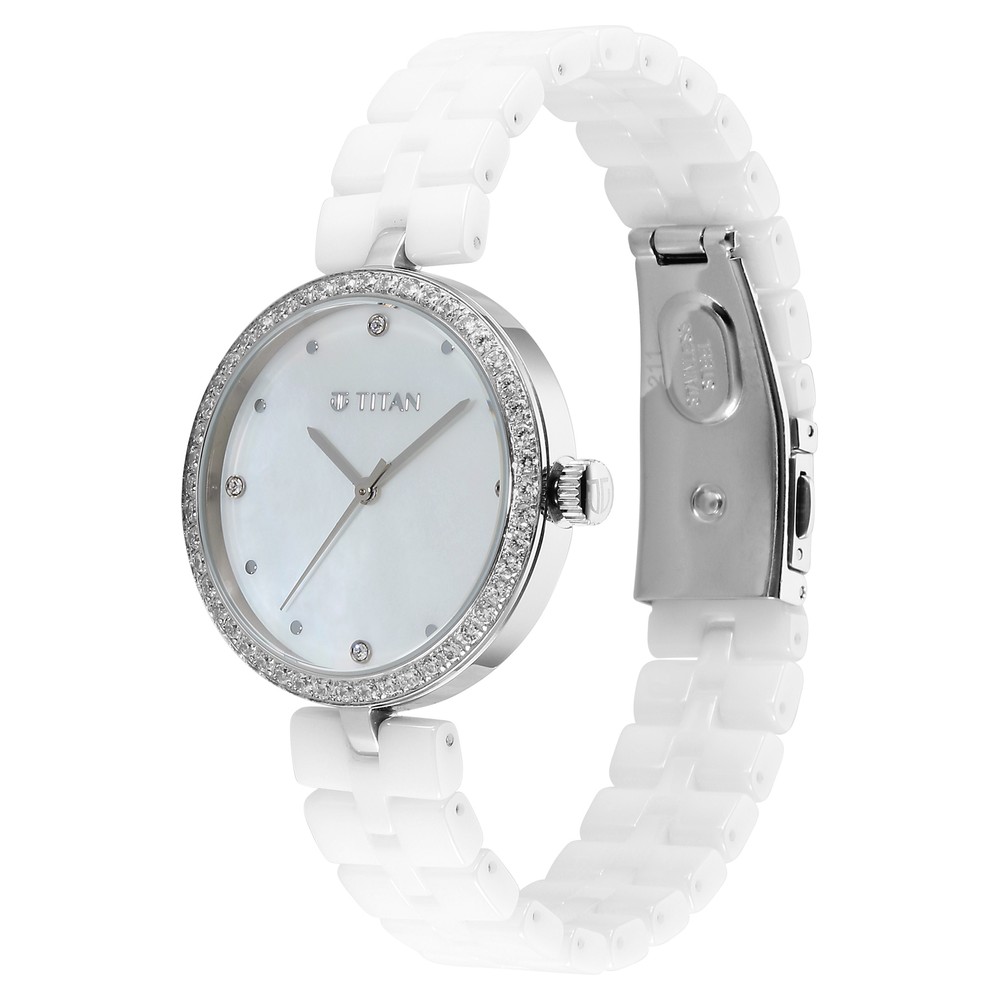 Buy Online Titan Purple Ceramics Quartz Analog Mother of Pearl Dial ...