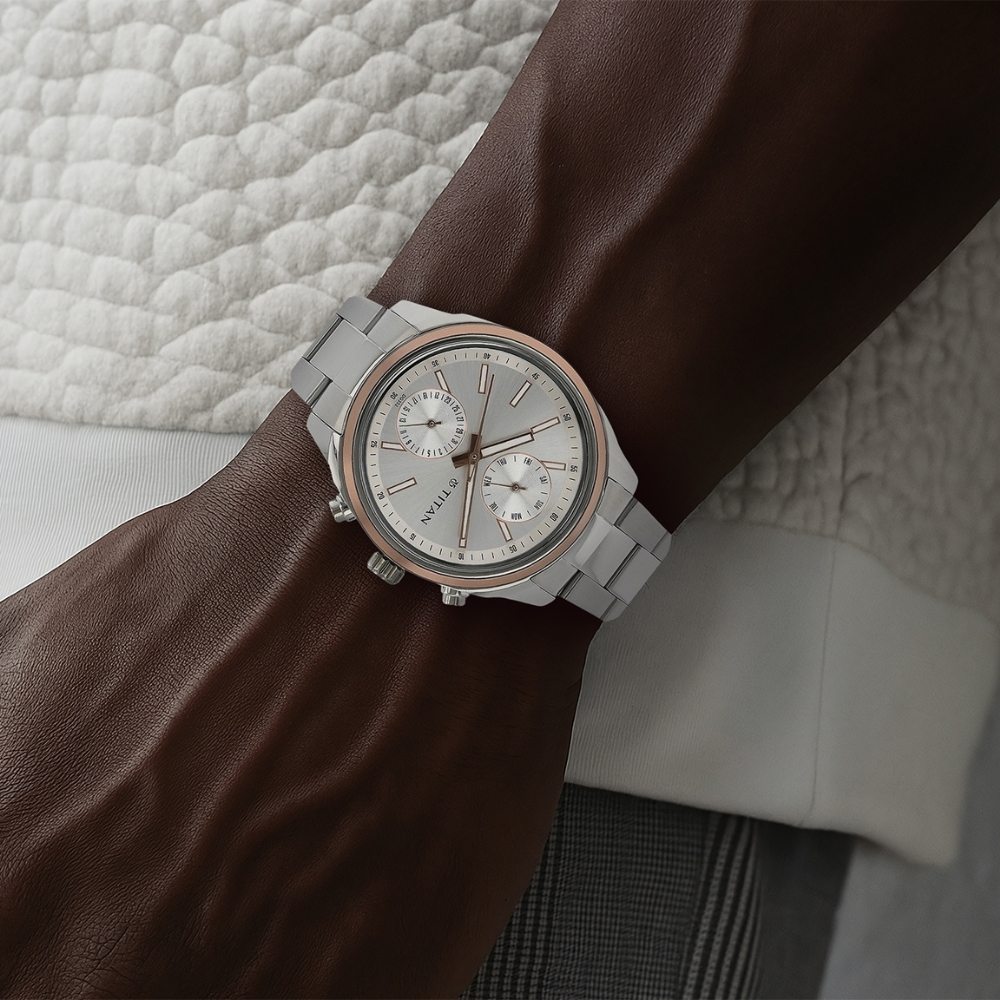 Buy Online Titan Workwear Quartz Multifunction Silver Dial Stainless ...