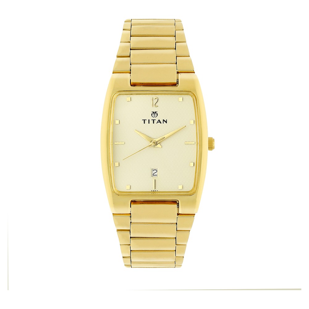 Buy Online Titan Royale Champagne Analog with Date Stainless Steel ...