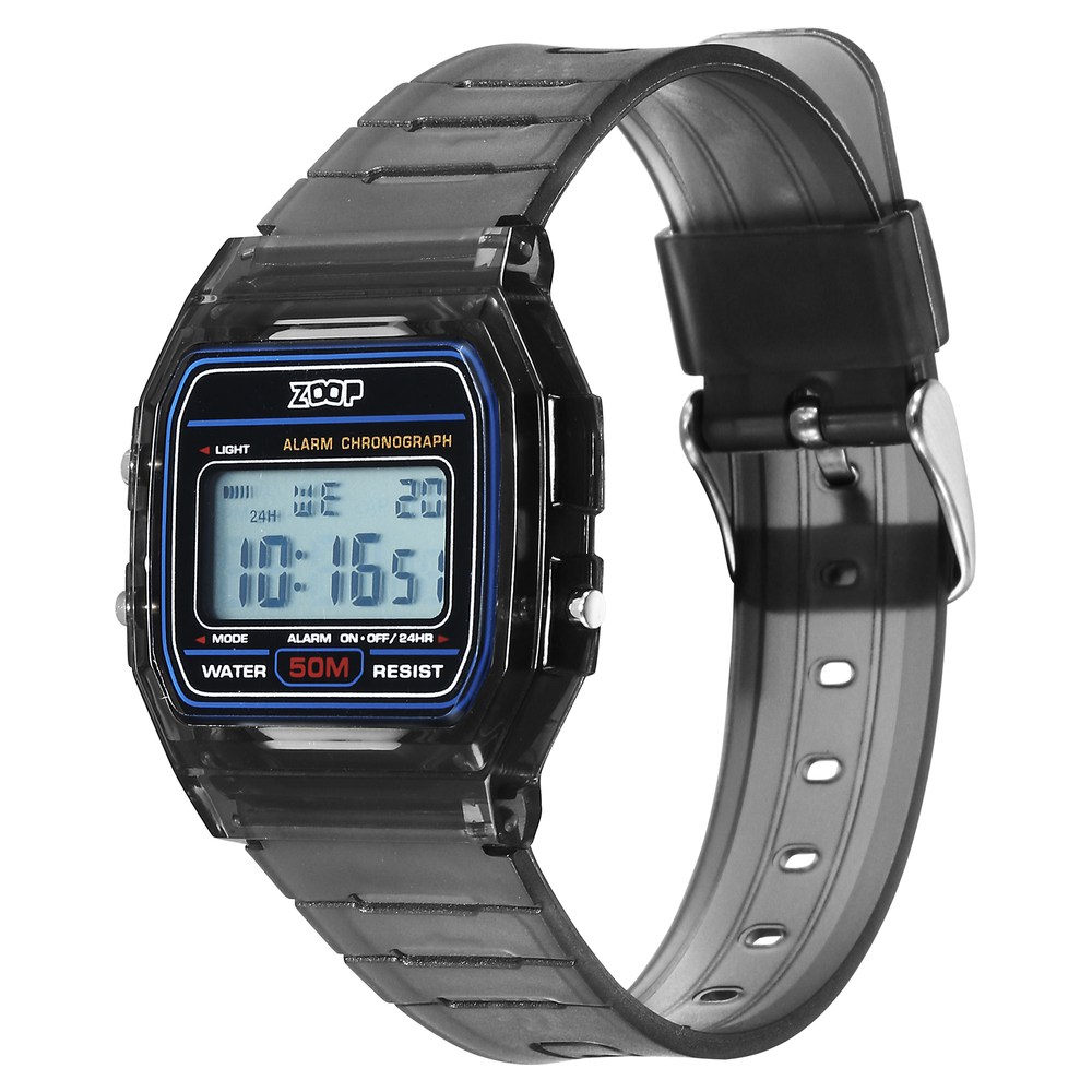 Buy Online Zoop Transparent Digital Watch with Black Dial & Black Strap ...