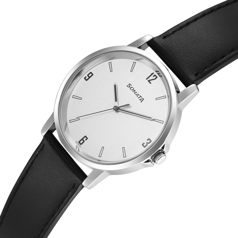 Buy Online Sonata Quartz Analog Silver Dial Watch for Men - 77083sl08 ...