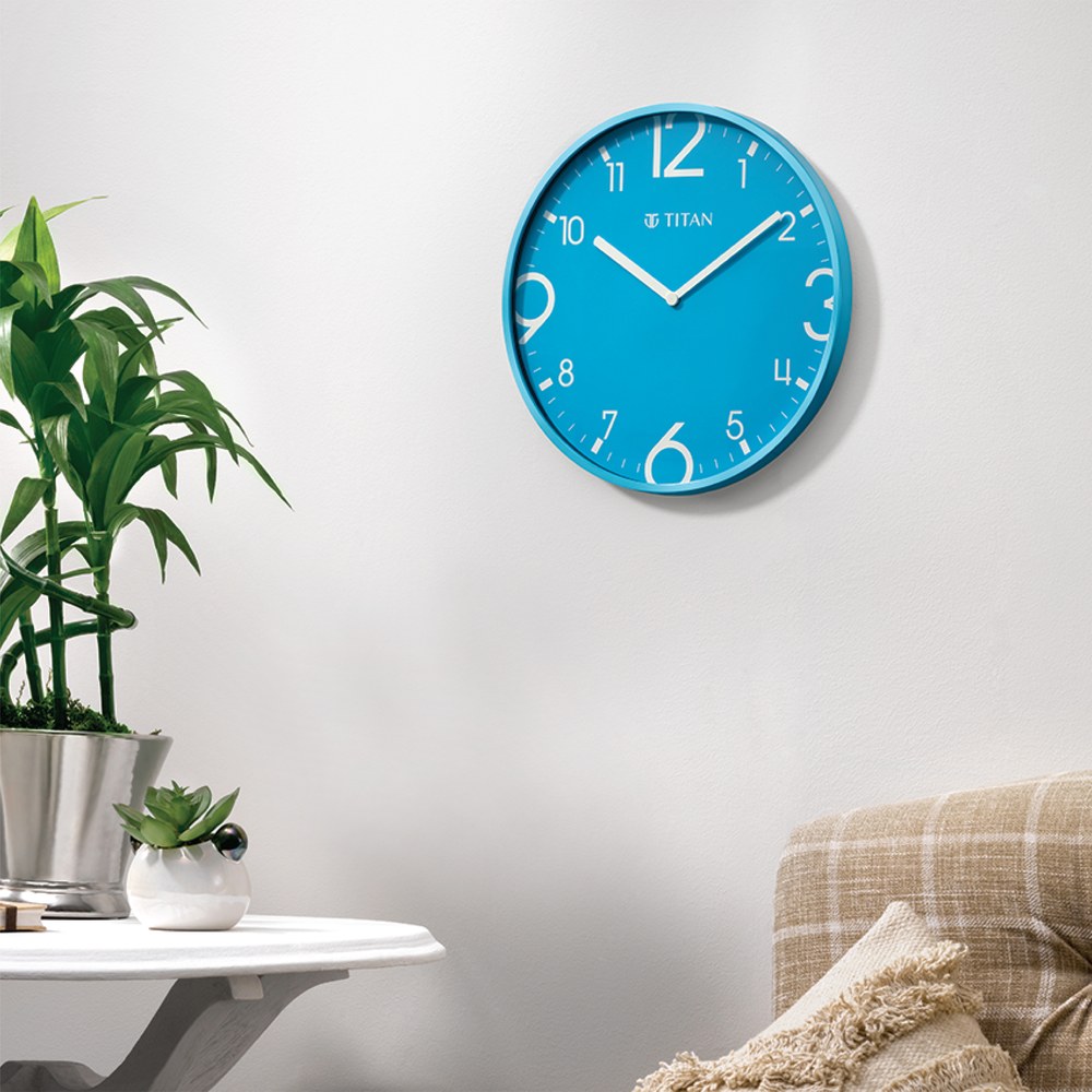 Buy Online Titan Blue Slim Wall Clock - 25.5 cm x 25.5 cm (Small ...