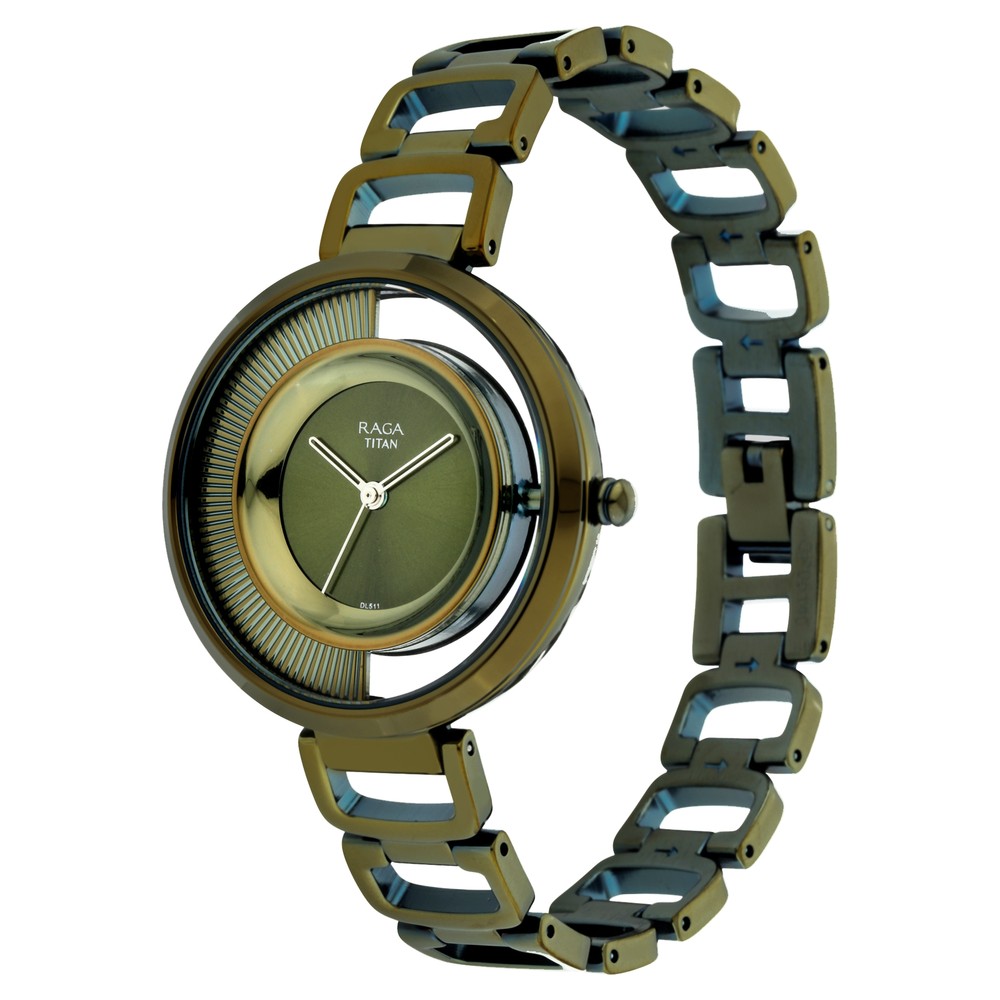 Buy Online Titan Raga Moments Of Joy Green Dial Women Watch With Metal ...