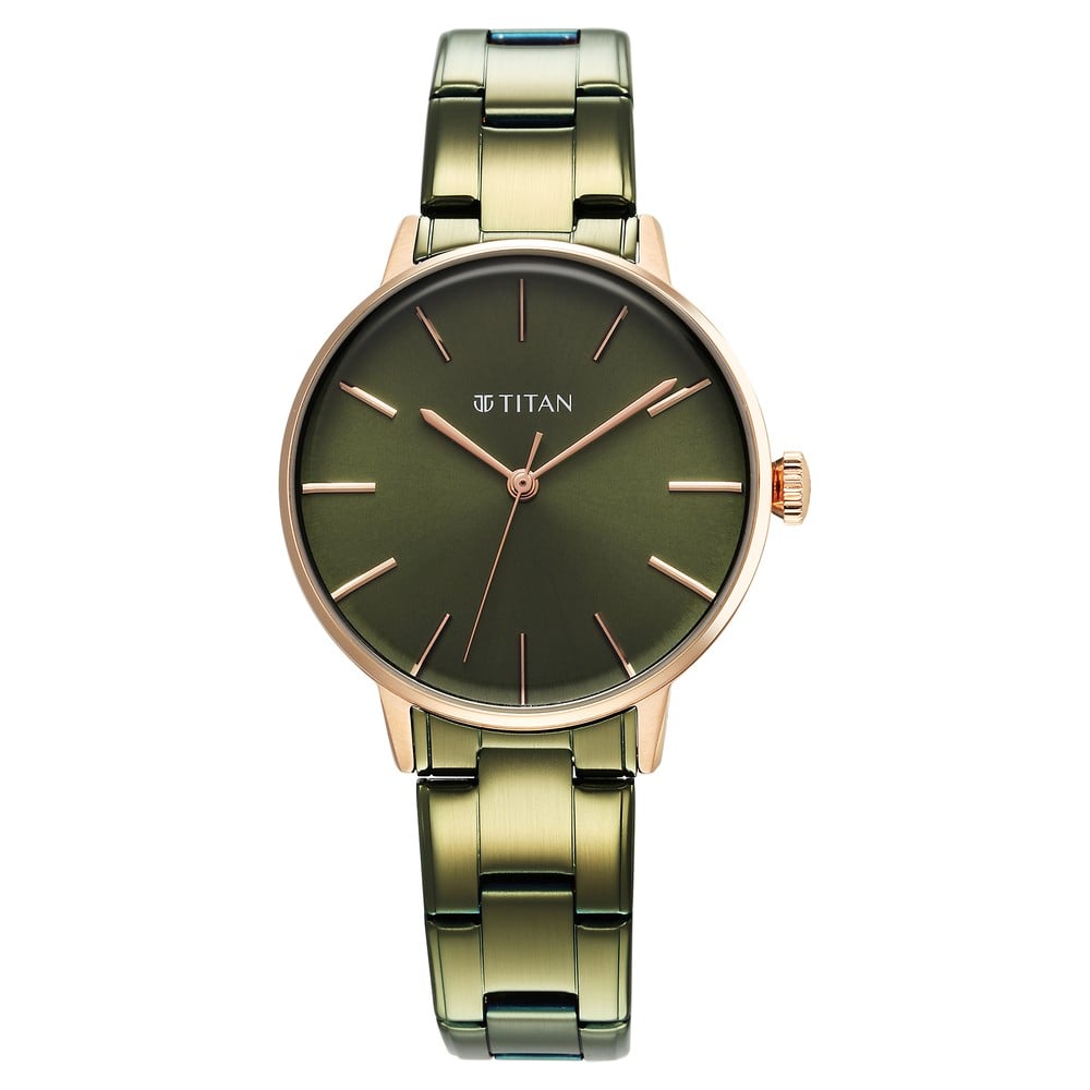 Buy Online Titan TGIF Quartz Analog Green Dial Green Stainless Steel ...