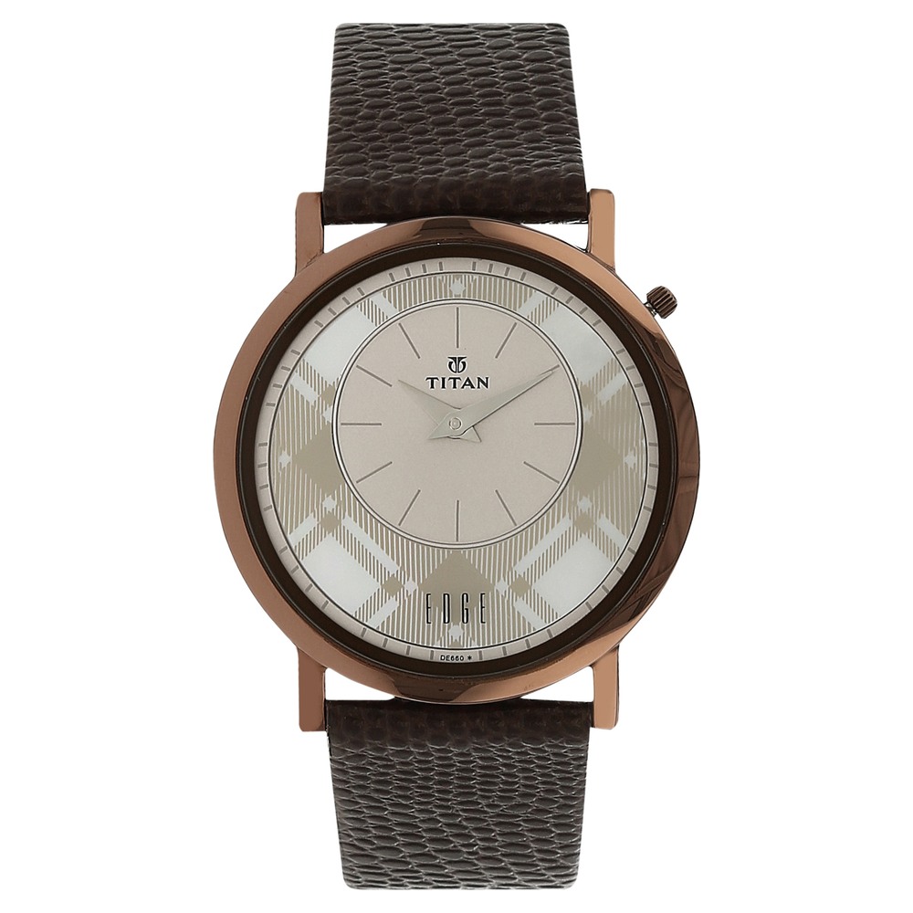 Buy Online Titan Edge White Dial Women Watch With Leather Strap ...