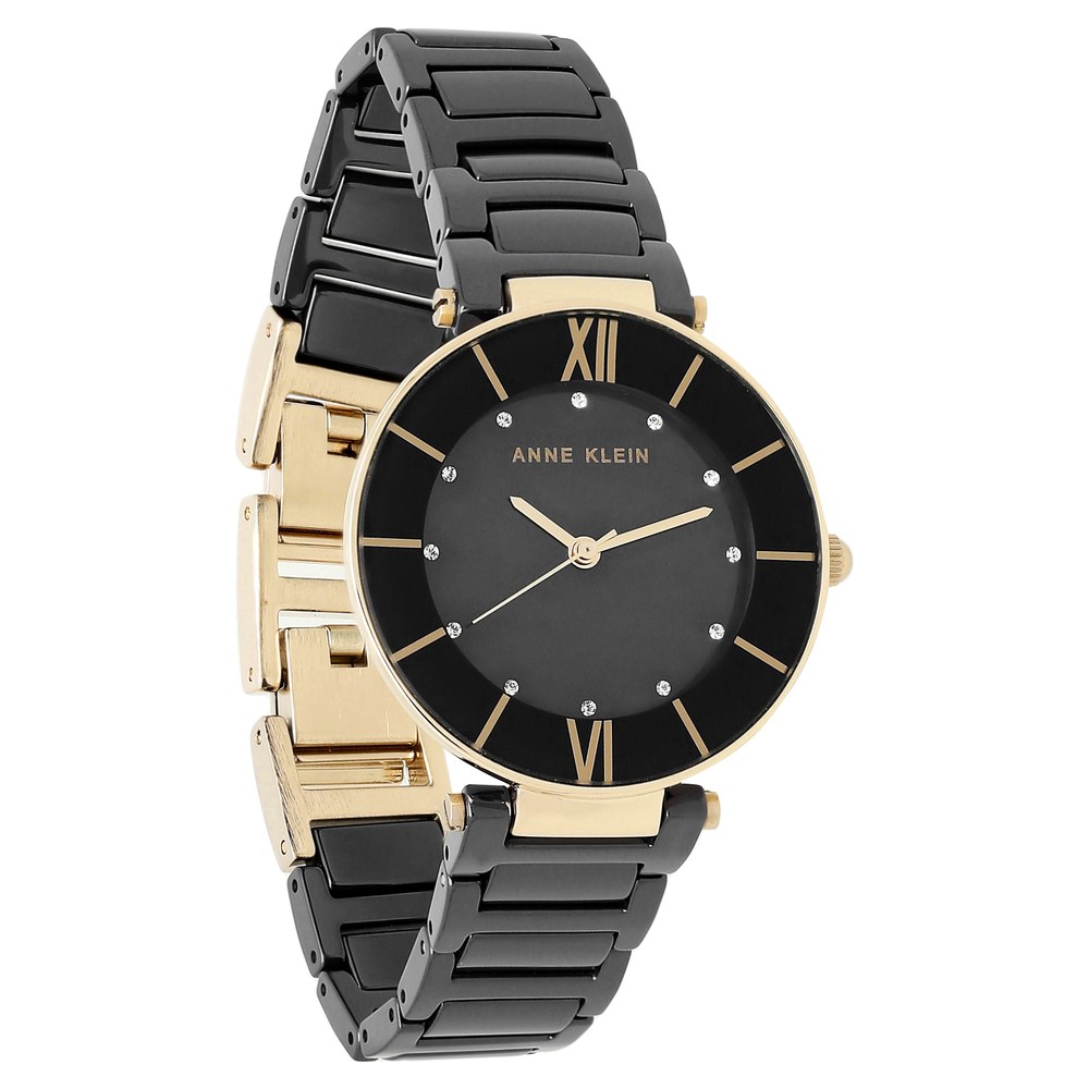 Buy Online Anne Klein Quartz Analog Black Dial Ceramic Strap Watch for ...
