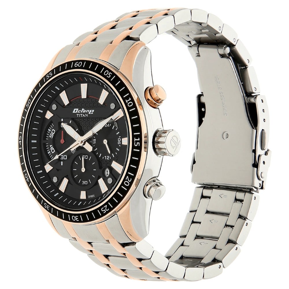 Buy Online Titan Octane Black Chronograph Stainless Steel Strap watch ...