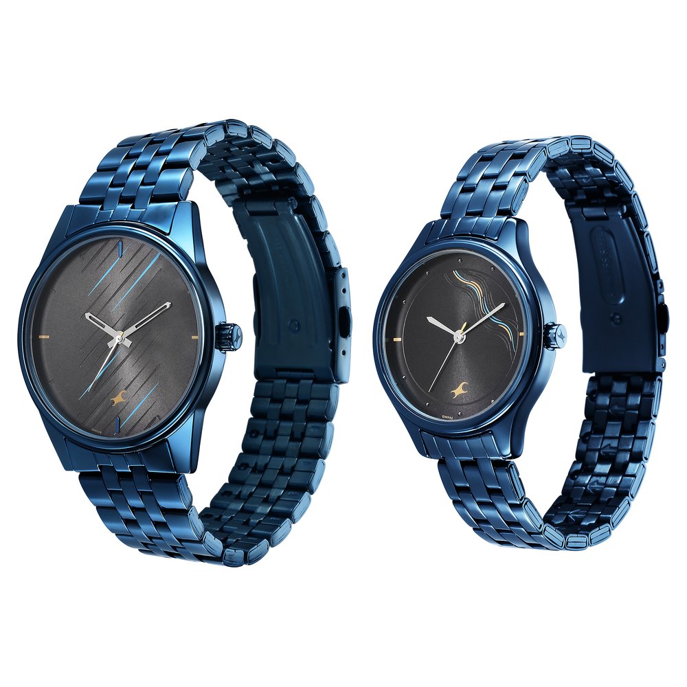Buy Online Fastrack Mixmatched Quartz Analog Black Dial Blue Stainless ...