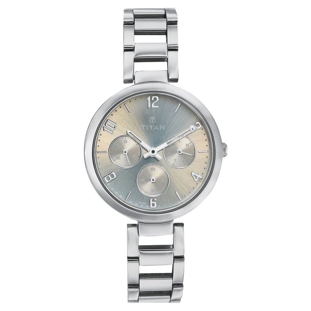 Buy Online Titan Quartz Multifunction Grey Dial Stainless Steel Strap ...