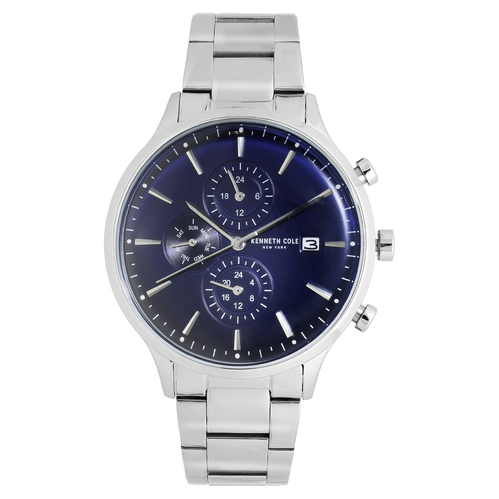 Buy Online Kenneth Cole Quartz Multifunction Blue Dial Stainless Steel ...