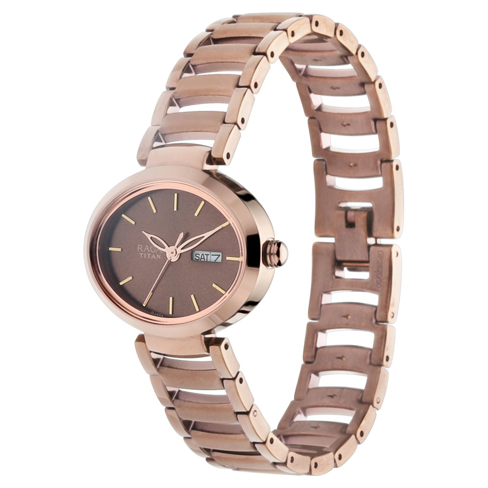 Buy Online Titan Raga Viva Brown Dial Analog with Day and Date Metal ...
