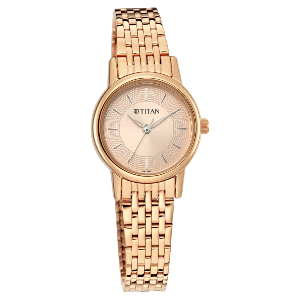 Buy Online Titan Quartz Analog Rose Gold Dial Metal Strap Watch for ...
