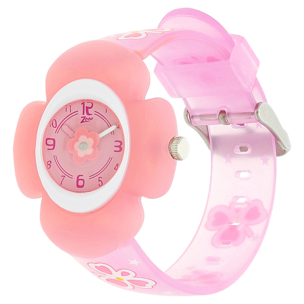 Buy Online Zoop Analog Watch with Pink Dial & Pink Strap for Girls Kids ...