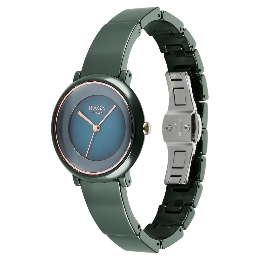 Buy Online Titan Raga Ceramics Blue Dial Ceramic Strap Watch for Women ...