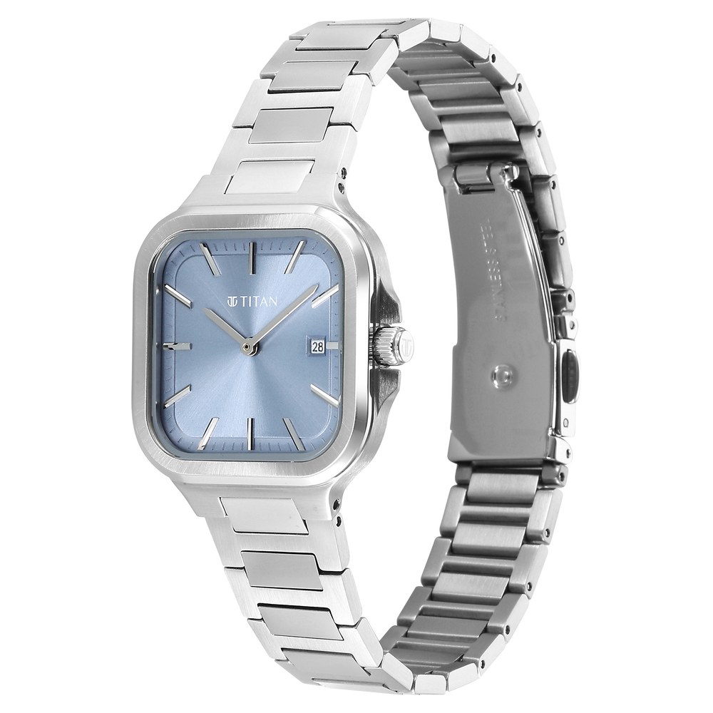 Buy Online Titan Slim Square Quartz Analog with Date Blue Dial With ...
