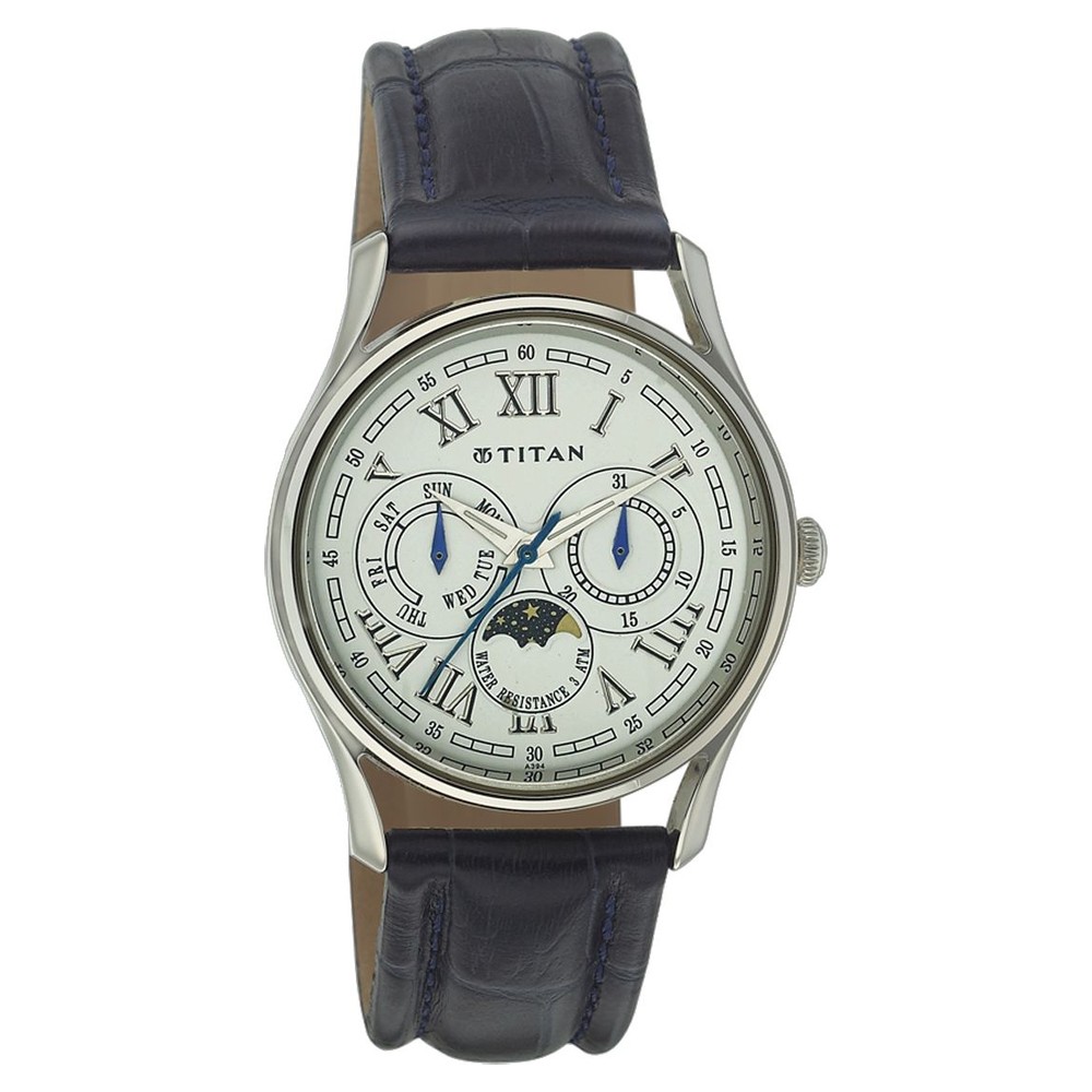 Buy Online Titan Quartz Multifunction with Moon Phase White Dial Watch ...