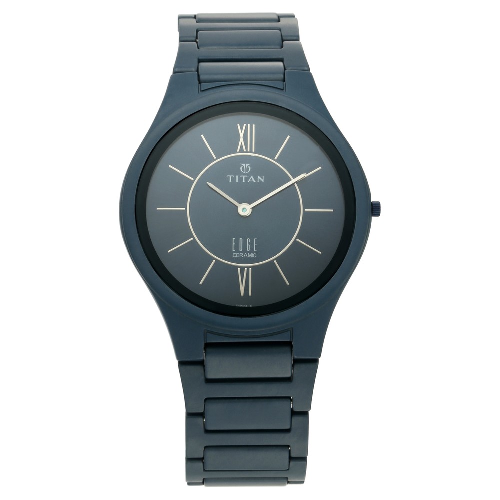 Buy Online Titan Edge Ceramic Quartz Analog Blue Dial Blue Ceramic ...