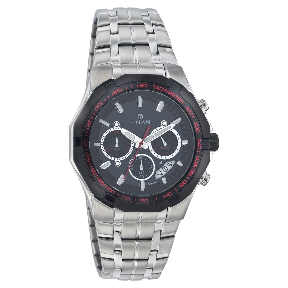 Buy Online Titan Quartz Chronograph Black Dial Watch for Men ...