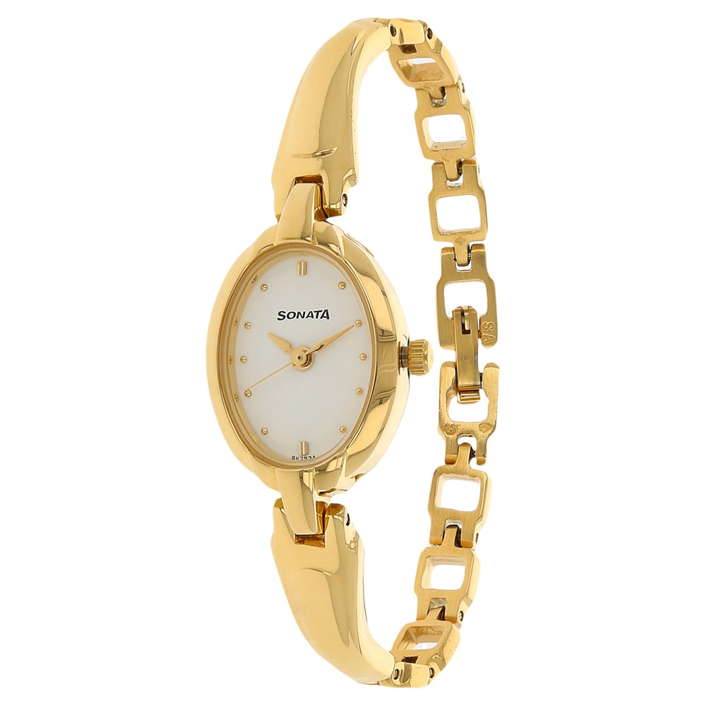 Buy Online Sonata Quartz Analog White Dial Metal Strap Watch for Women ...