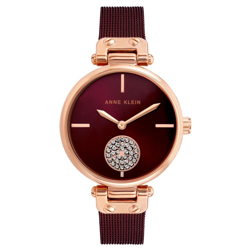Buy Online Anne Klein Quartz Analog Maroon Dial Metal Strap Watch for ...