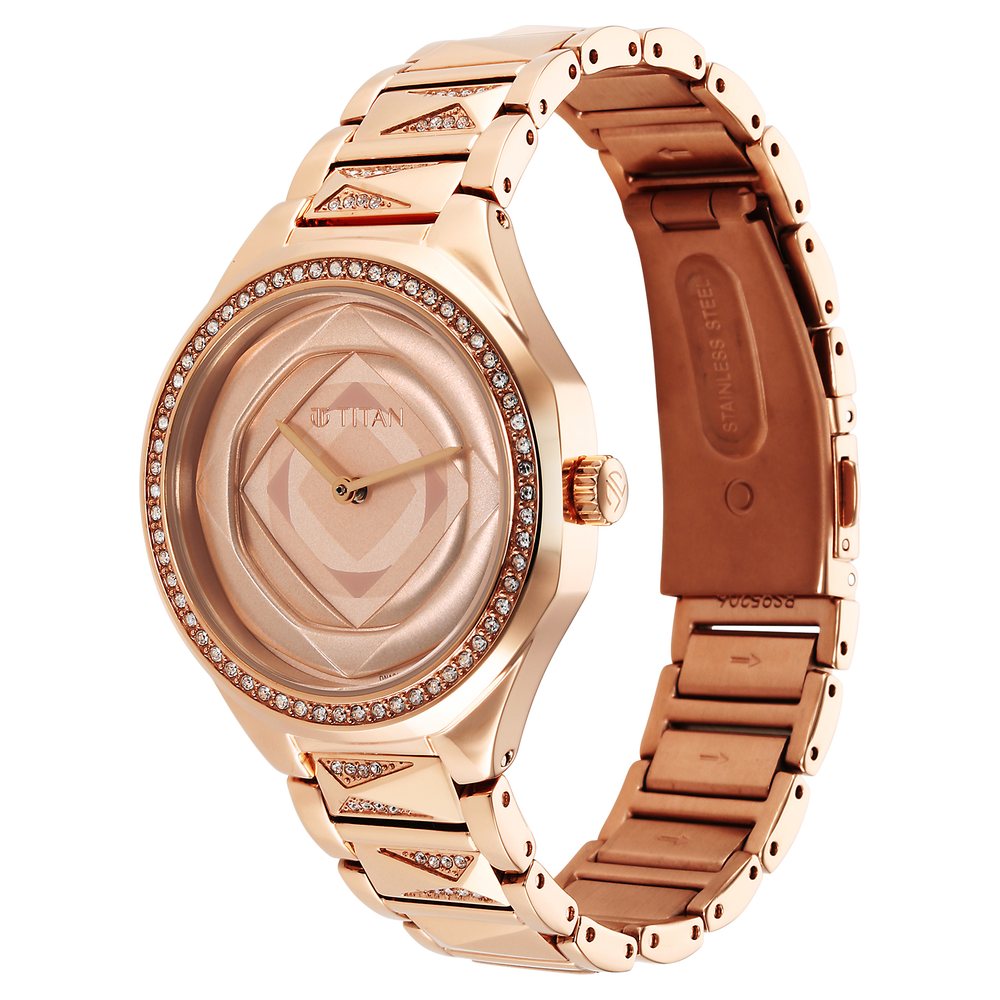 Buy Online Titan Purple Glitz Rose Gold Dial Analog Stainless Steel ...