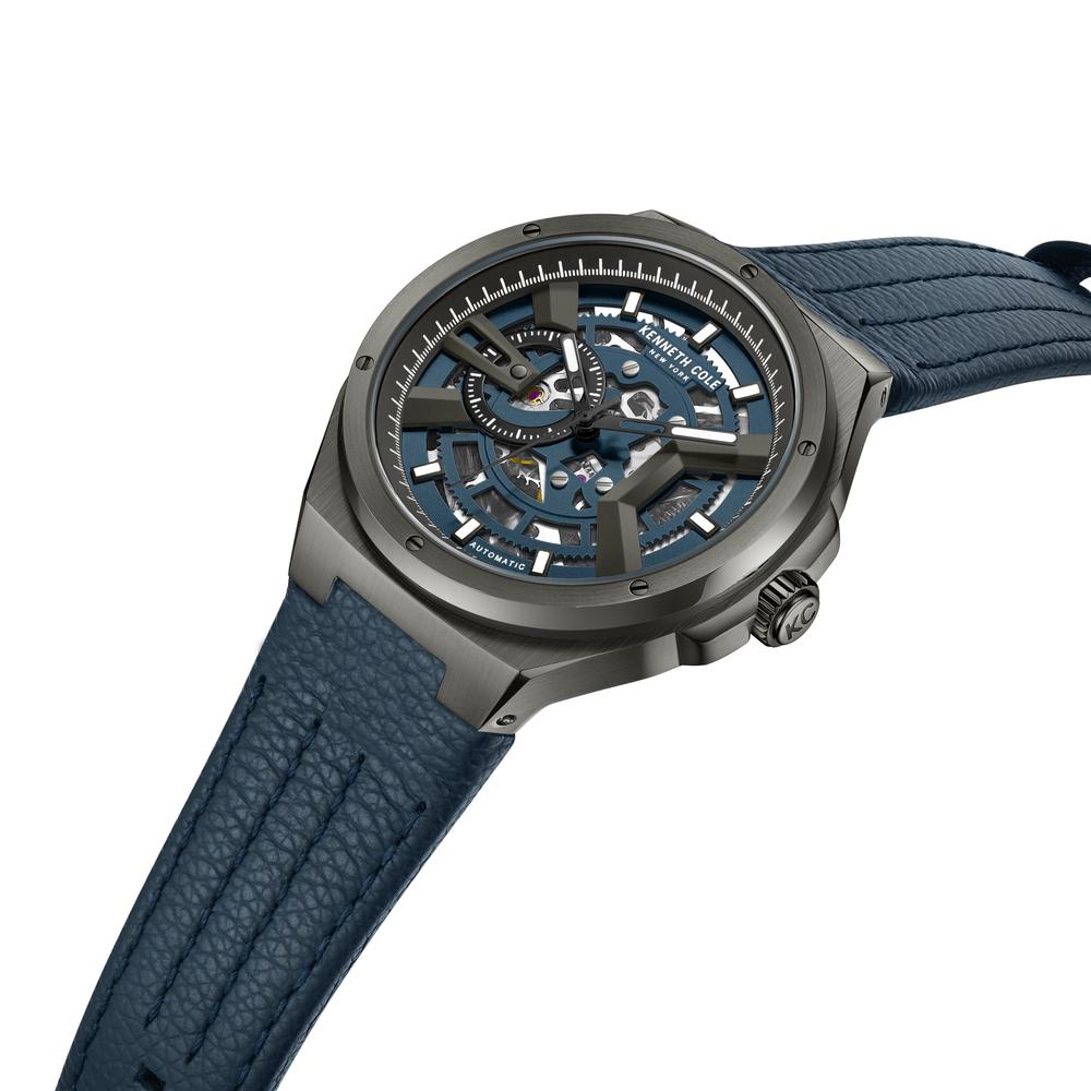 Buy Online Kenneth Cole Automatic Analog Blue dial Leather Strap Watch ...