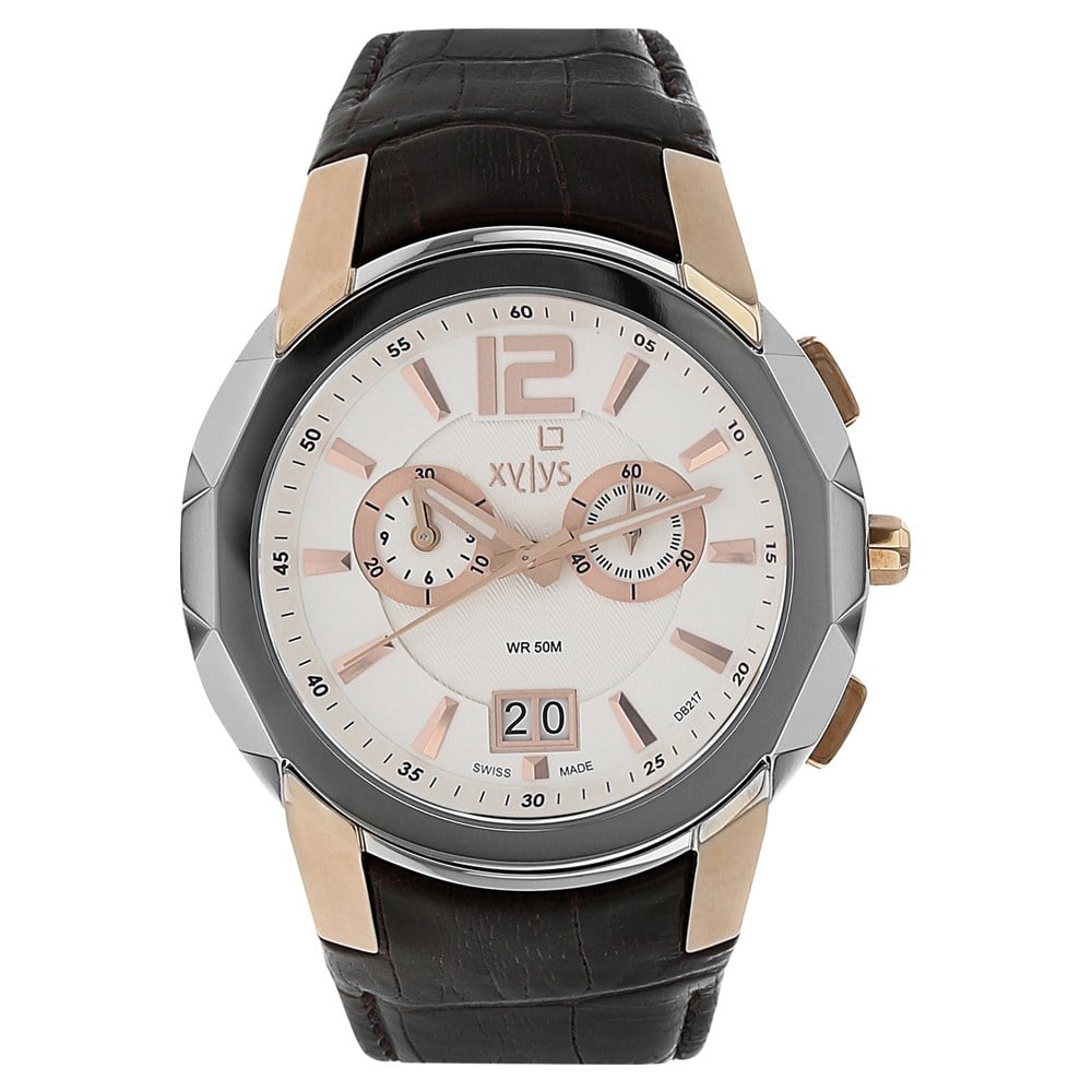 Buy Online Xylys Quartz Chronograph White Dial Leather Strap Watch for ...