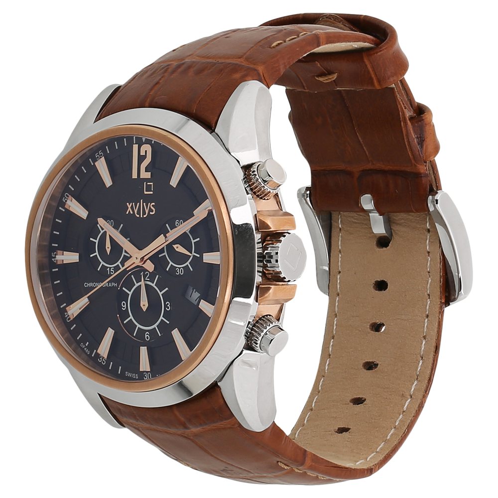 Buy Online Xylys Swiss Chronograph Brown Leather Strap and Brown Dial ...