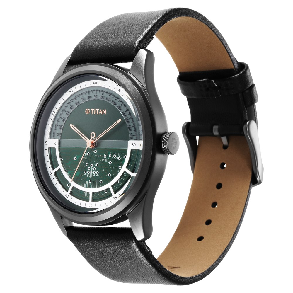 Buy Online Titan Engineer Exclisives Black Dial Analog Leather Strap ...