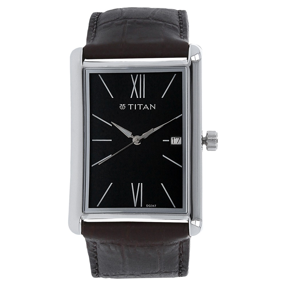 Buy Online Titan Men's Urban Chic: Modernist Black Dial & Leather Strap ...