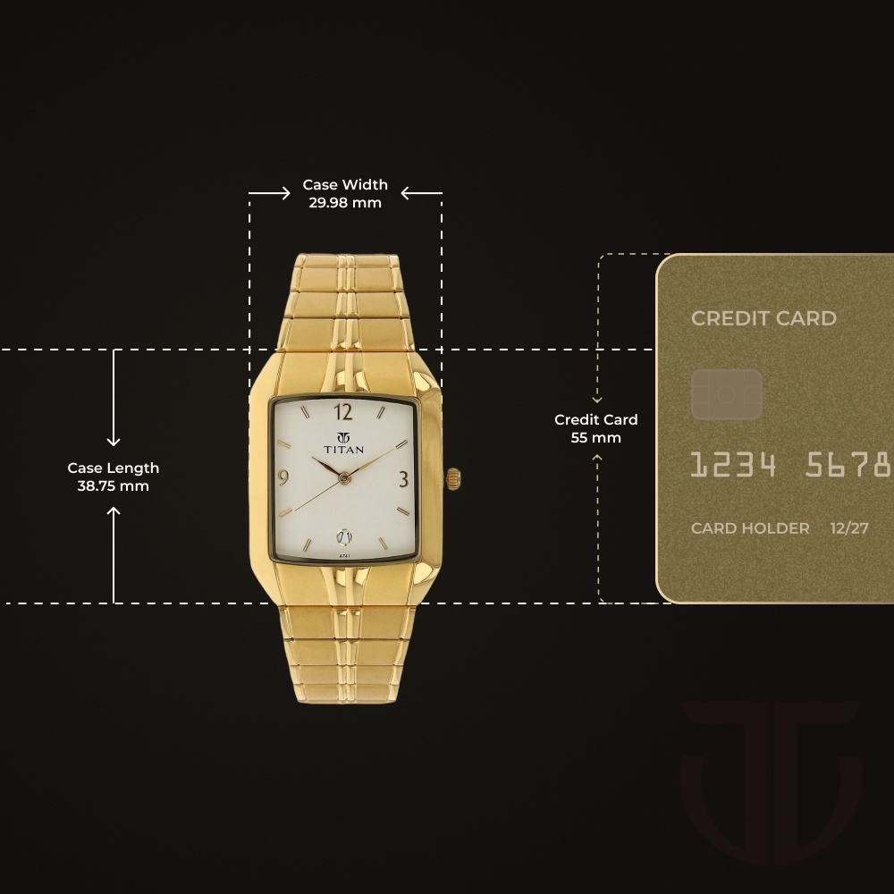 Buy Online Titan Rectangle White Dial Analog with Date Metal Strap ...