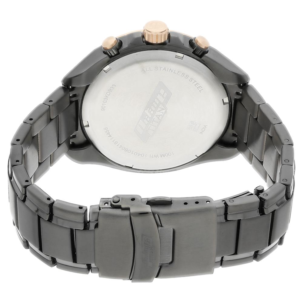 Buy Online Titan Quartz Chronograph Black Dial Stainless Steel Strap ...