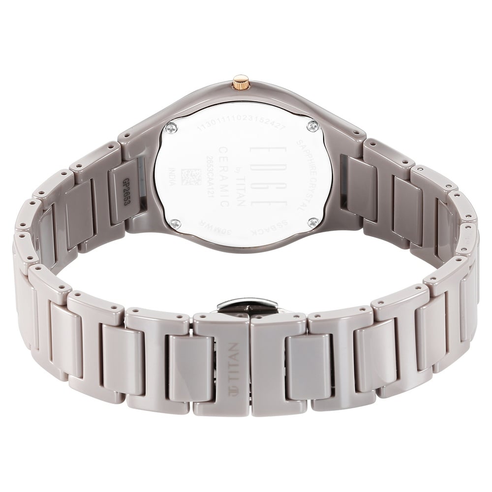 Buy Online Titan Edge Ceramic Quartz Analog Grey Dial Ceramic Strap ...