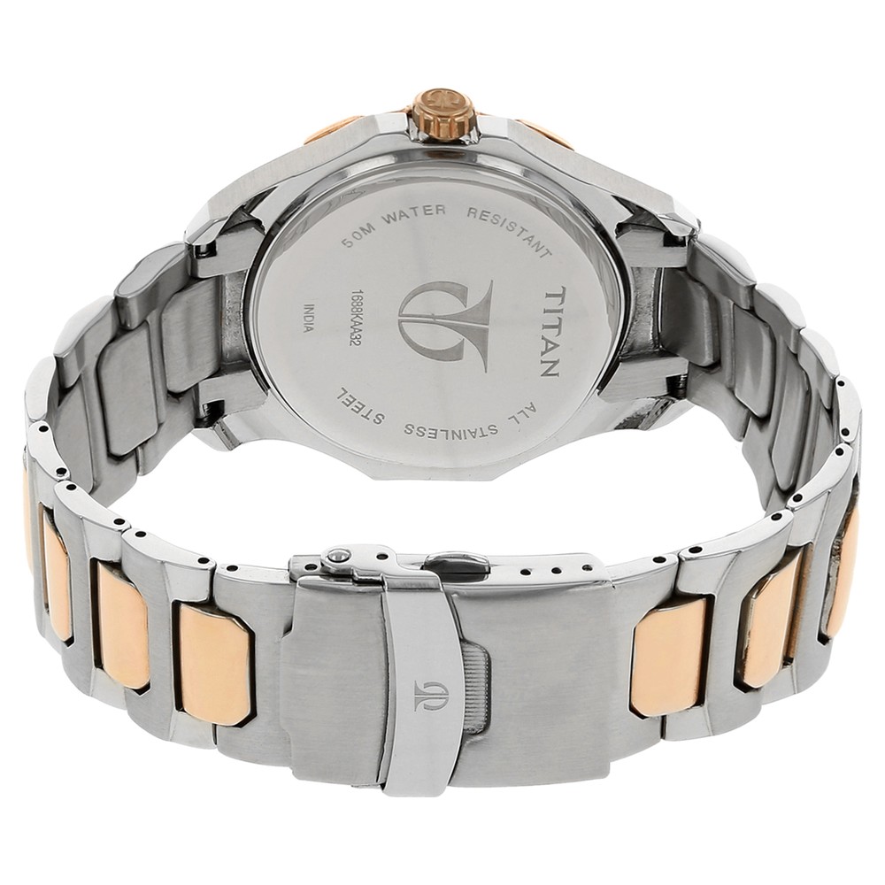 Buy Online Titan Quartz Multifunction Black Dial Stainless Steel Strap ...