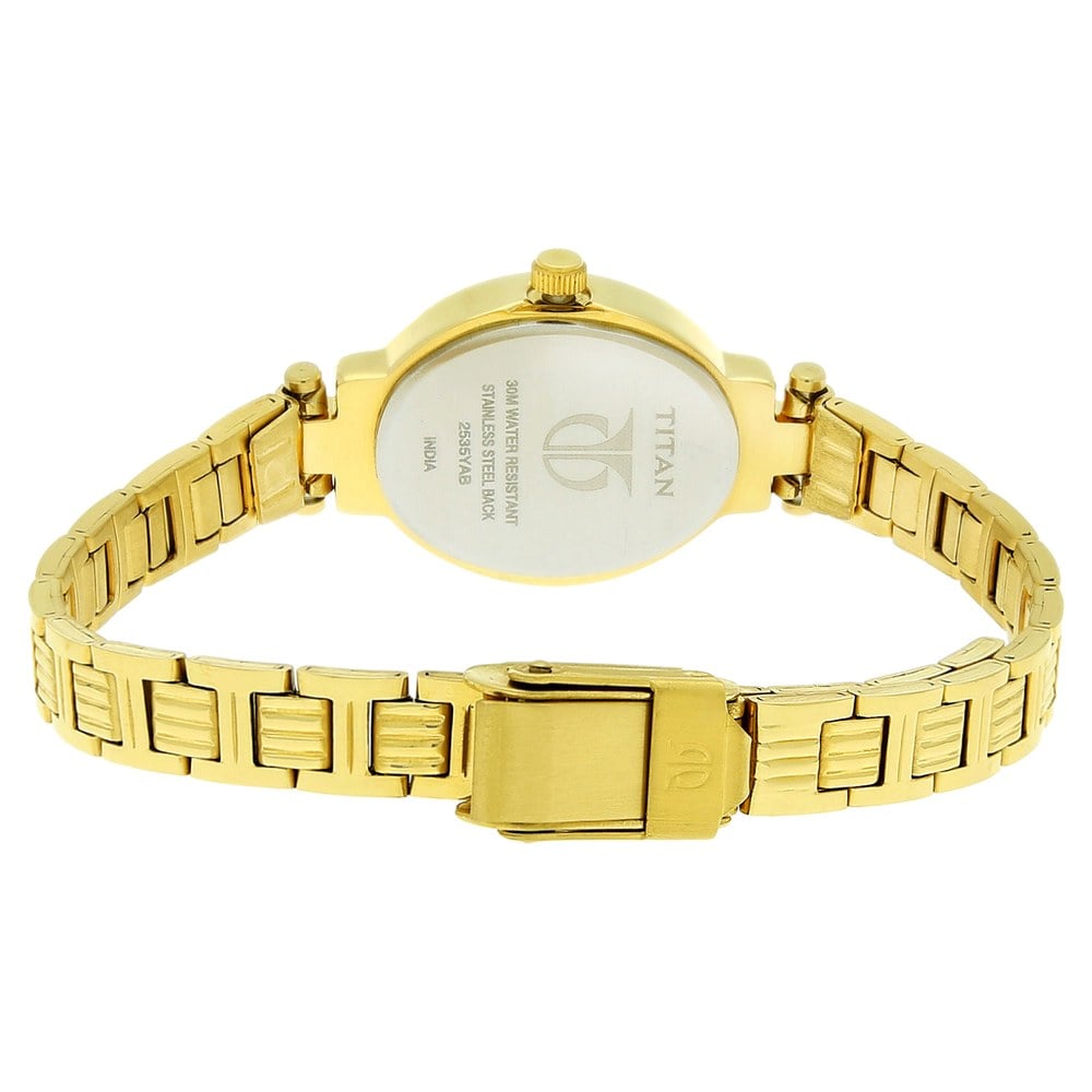 Buy Online Titan Quartz Analog Champagne Dial Watch For WomenWith ...