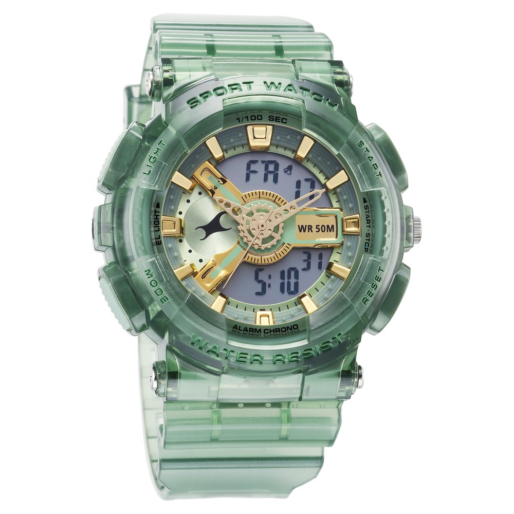Buy Online Fastrack StreetStyle Digital Dial Translucent Green PU Strap ...