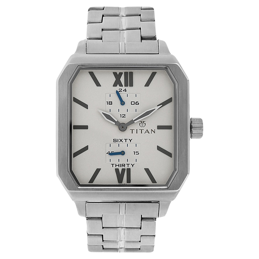 Buy Online Titan Quartz Multifunction Silver Dial Stainless Steel Strap ...