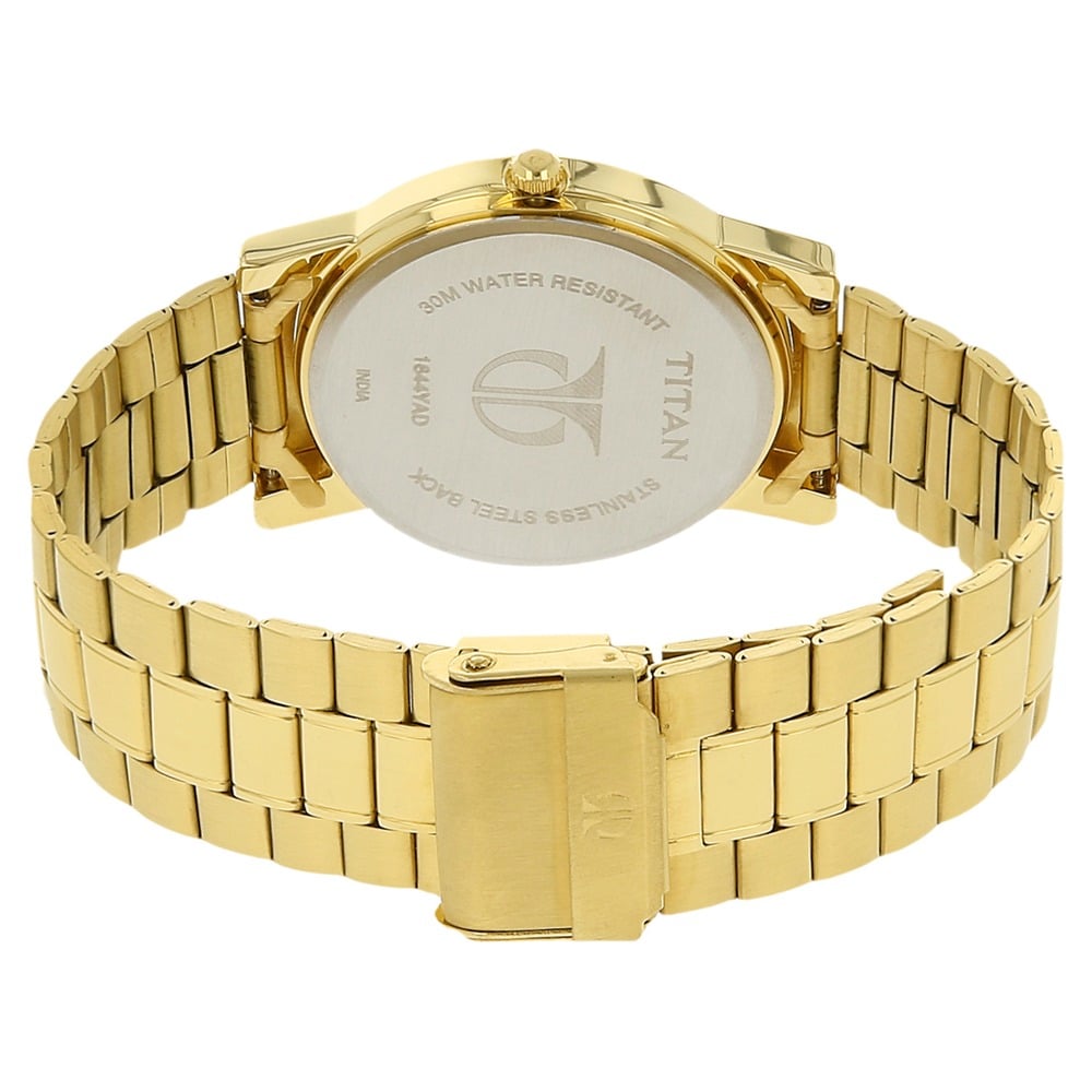 Buy Online Titan Quartz Analog Silver Round Dial Golden Stainless Steel ...