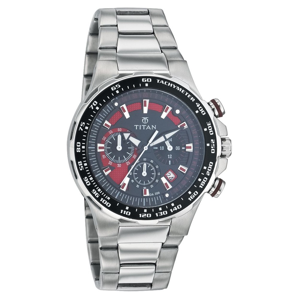 Buy Online Titan Quartz Chronograph Black Dial Watch for Men ...