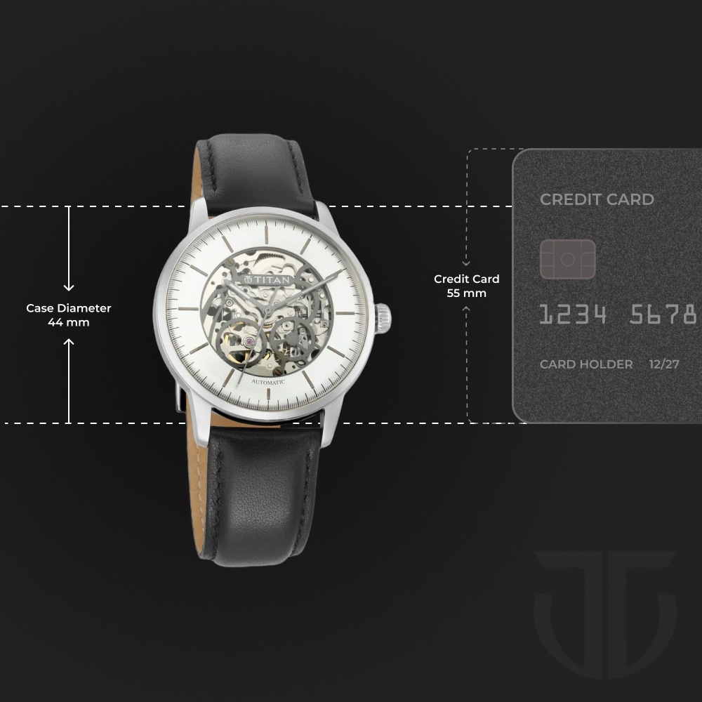 Buy Online Titan Automatic Silver Dial Black Leather Strap Watch for ...