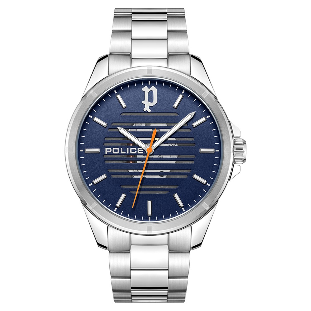 Buy Online Police Blue Dial Silver Strap Analog Watch for Men ...