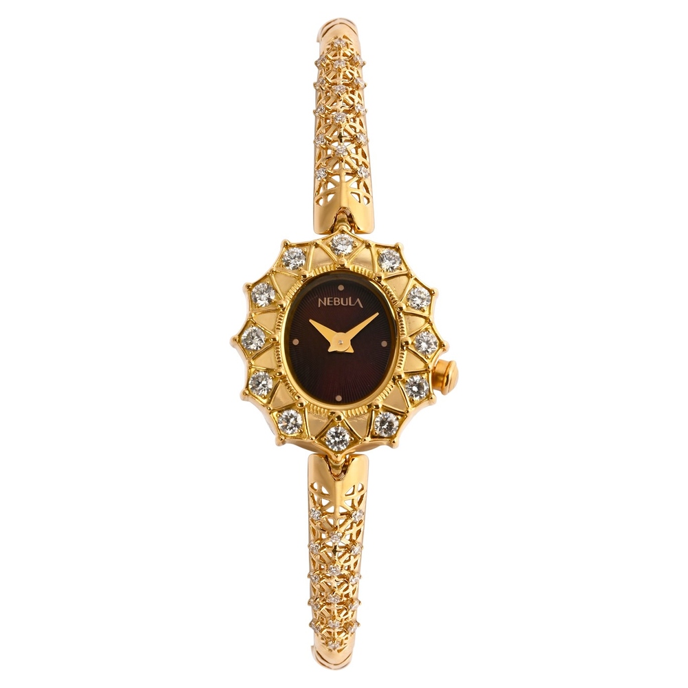 Buy Online Nebula by Titan Quartz Analog Brown Dial 18 Karat Gold Strap ...
