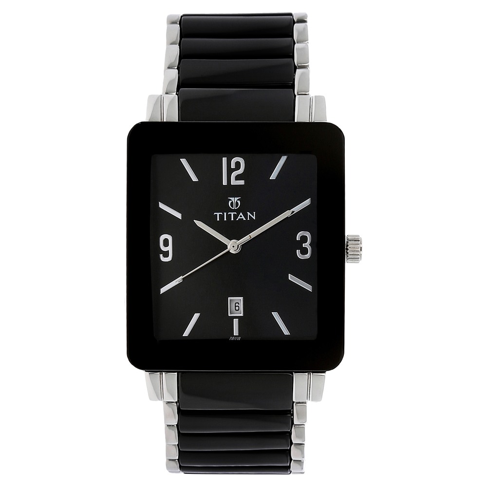 Buy Online Titan Analog with Date Black Dial Stainless Steel and ...
